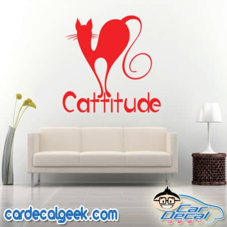 Cattitude Cat Car Window Laptop Wall Decal Sticker