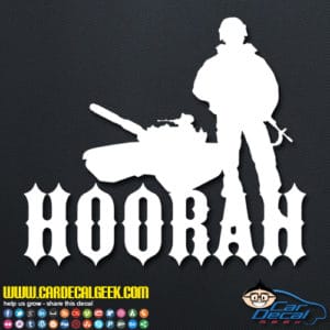 Army Soldier Hoorah Tank Car Window Laptop Wall Decal Sticker