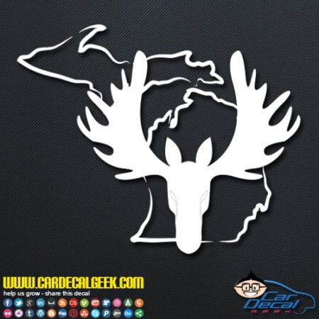 Michigan Moose Head Car Window Laptop Wall Decal Sticker