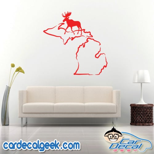 Michigan Moose Hunting Car Window Laptop Wall Decal Sticker