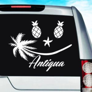 Antigua Tropical Smiley Face Vinyl Decal Sticker | Caribbean Decals
