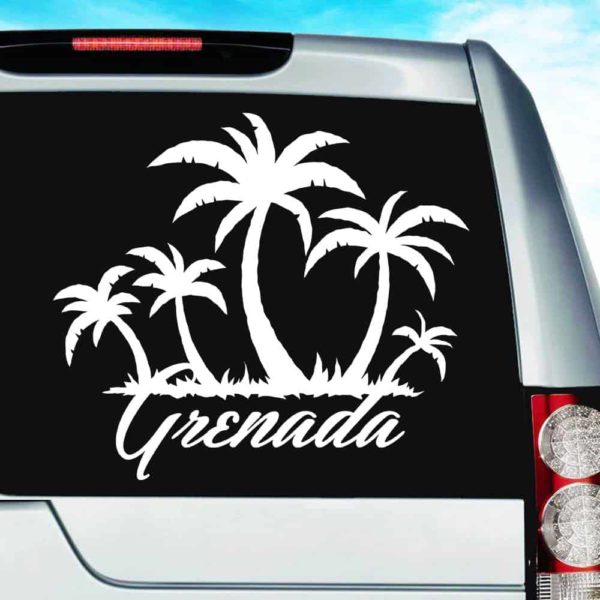 Grenada Palm Tree Caribbean Island Vinyl Car Window Decal Sticker