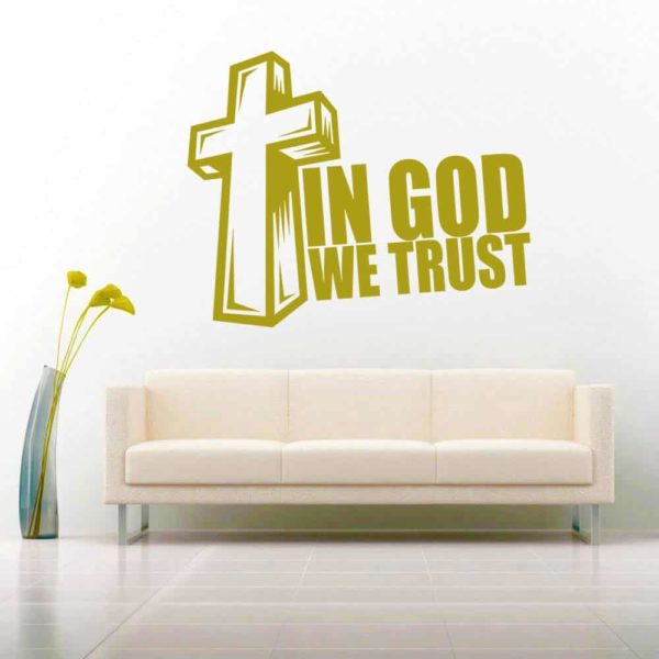 In God We Trust Cross Vinyl Car Window Decal Sticker | Religious Decal