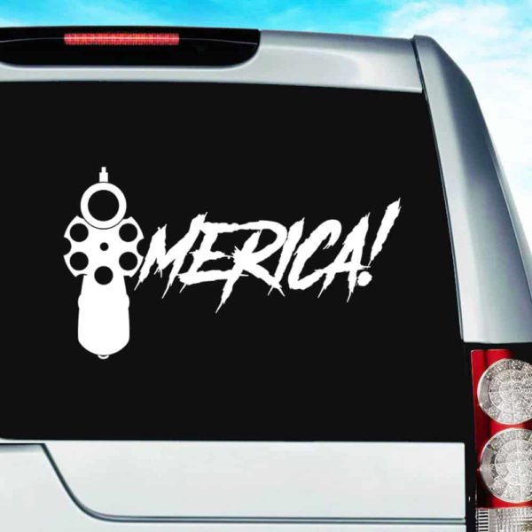 'Merica Gun Pistol Vinyl Car Truck Window Decal Sticker | USA Decals