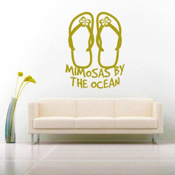 Mimosas By The Ocean Flip Flops Vinyl Car Window Decal Sticker