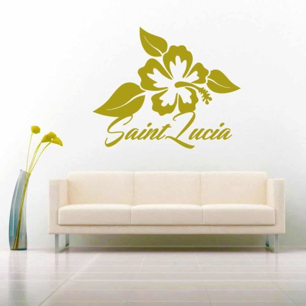 Saint Lucia Tropical Hibiscus Flower Vinyl Car Window Decal Sticker