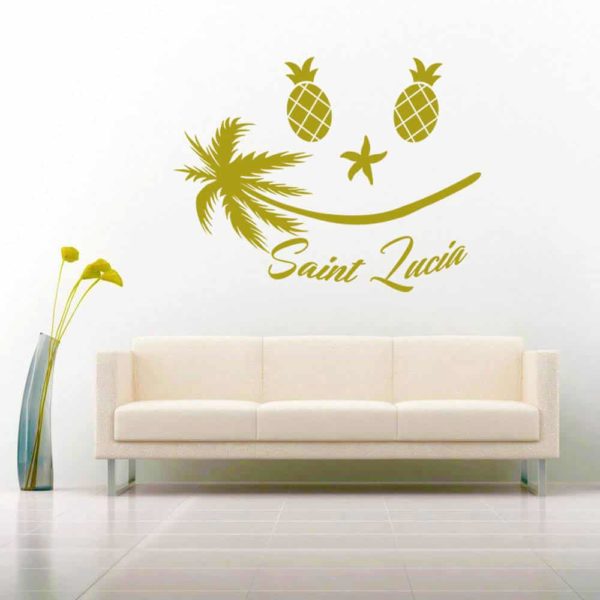 Saint Lucia Tropical Smiley Face Vinyl Car Window Decal Sticker