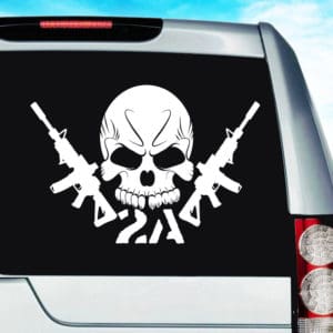 2A Second Amendment Skull Two Machine Guns Car Truck Decal Sticker